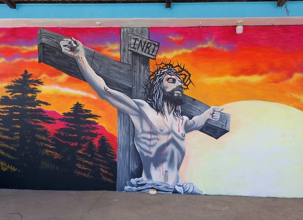 Artista local crea mural en honor al patrono de Patacháj | Nuestro Diario